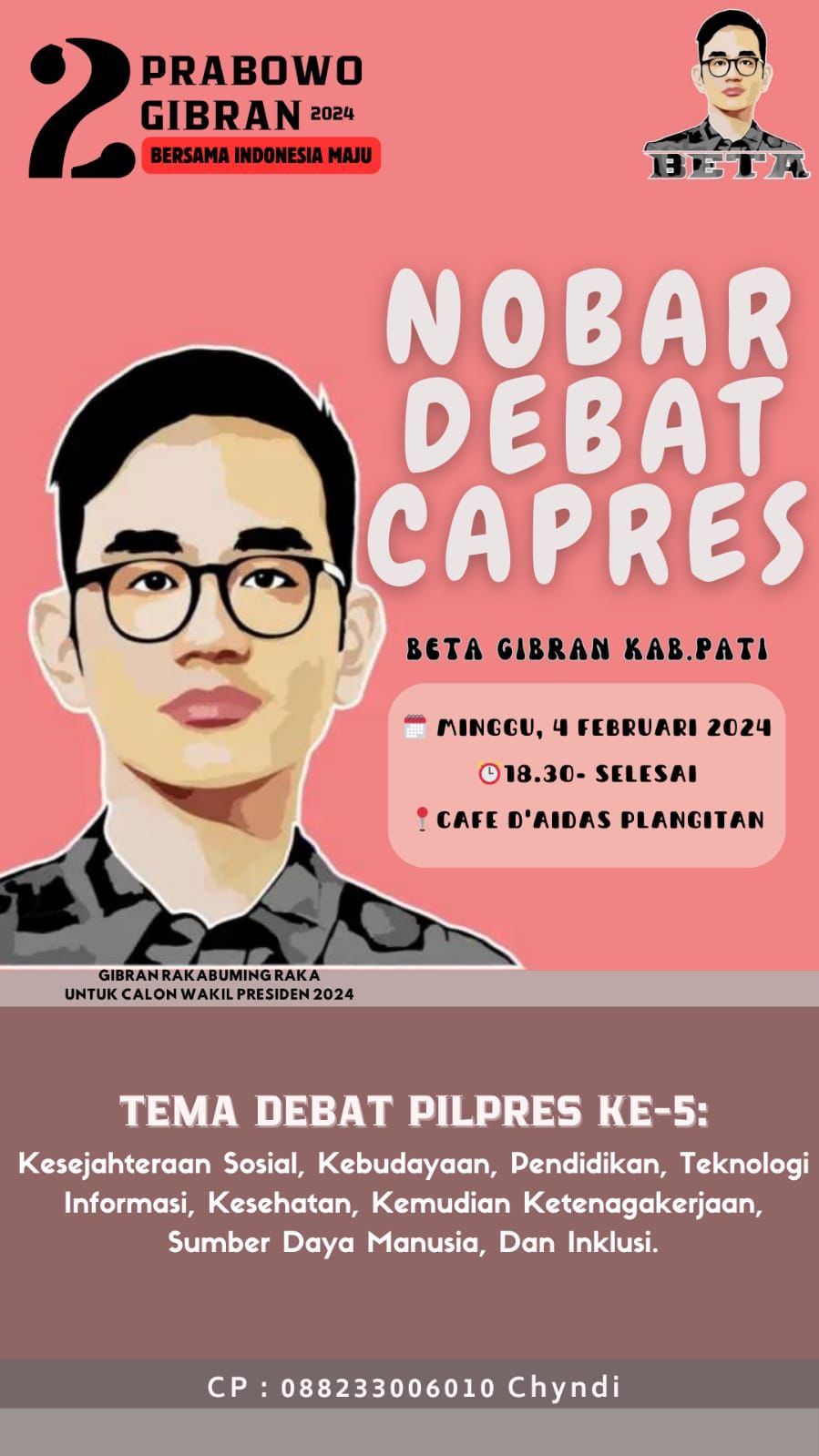 Relawan Beta Gibran Kab Pati Gelar Nobar Debat Capres di Cafe Aidas ...
